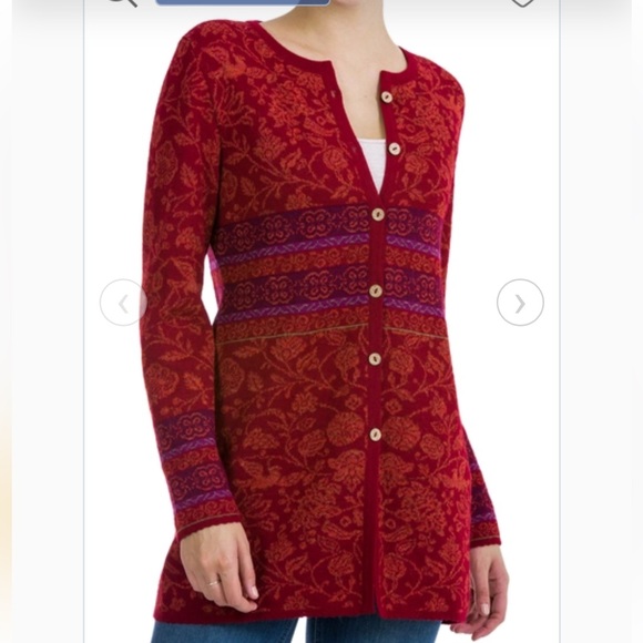 Novica | Sweaters | Novice Baby Alpaca Red Floral Cardigan 2xl Peru ...